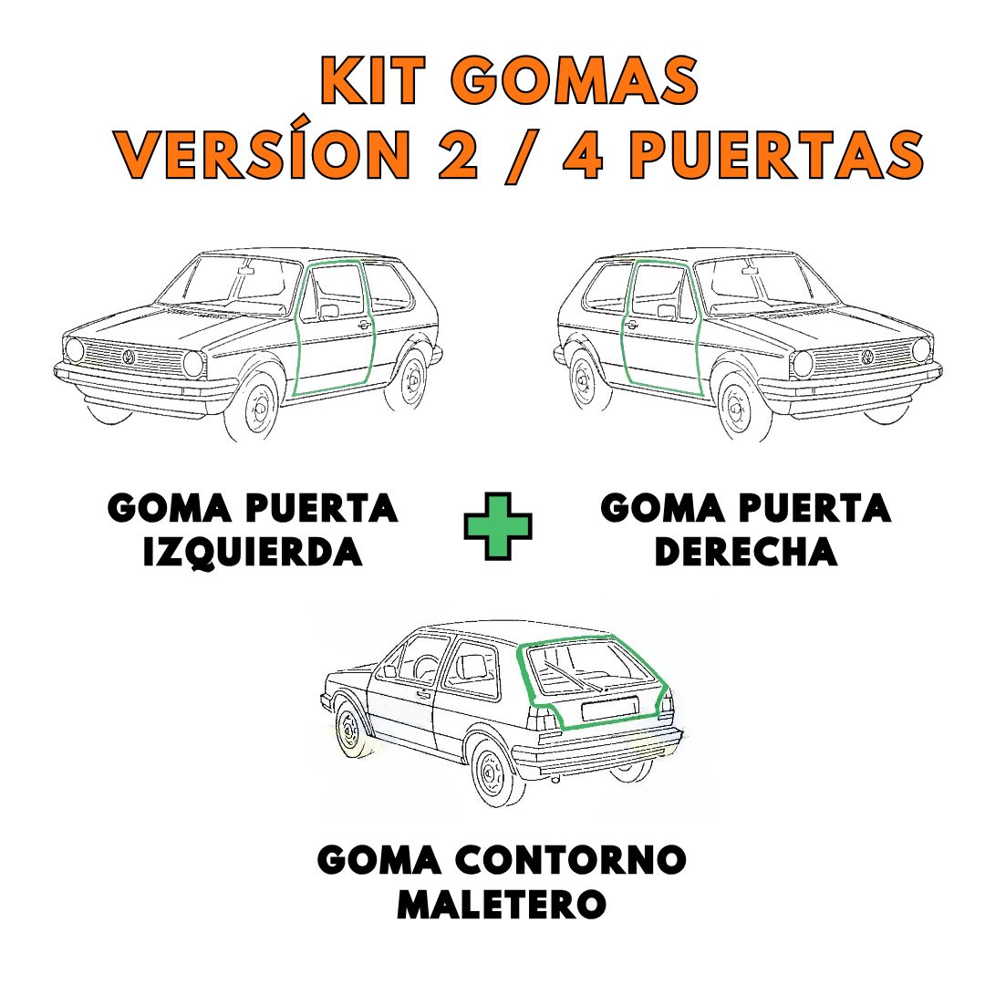 KIT GOMAS PARA WOLKSWAGEN GOLF MK2 – COMERCIO DE JUNTAS Y PERFILES